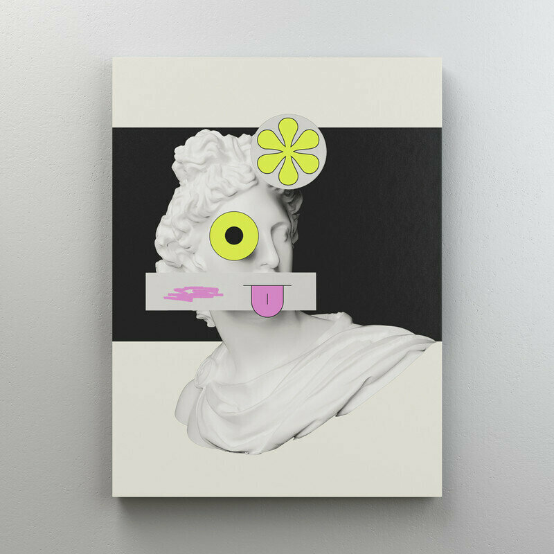 Интерьерная картина на холсте "Винтажный постер - Миловская в стикерах" размер 22x30 см