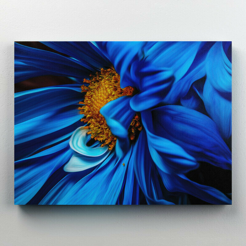 Интерьерная картина на холсте "Голубая хризантема" размер 30x22 см