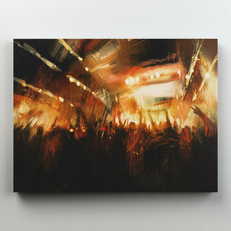 Интерьерная картина на холсте "Живопись - рок концерт" размер 30x22 см