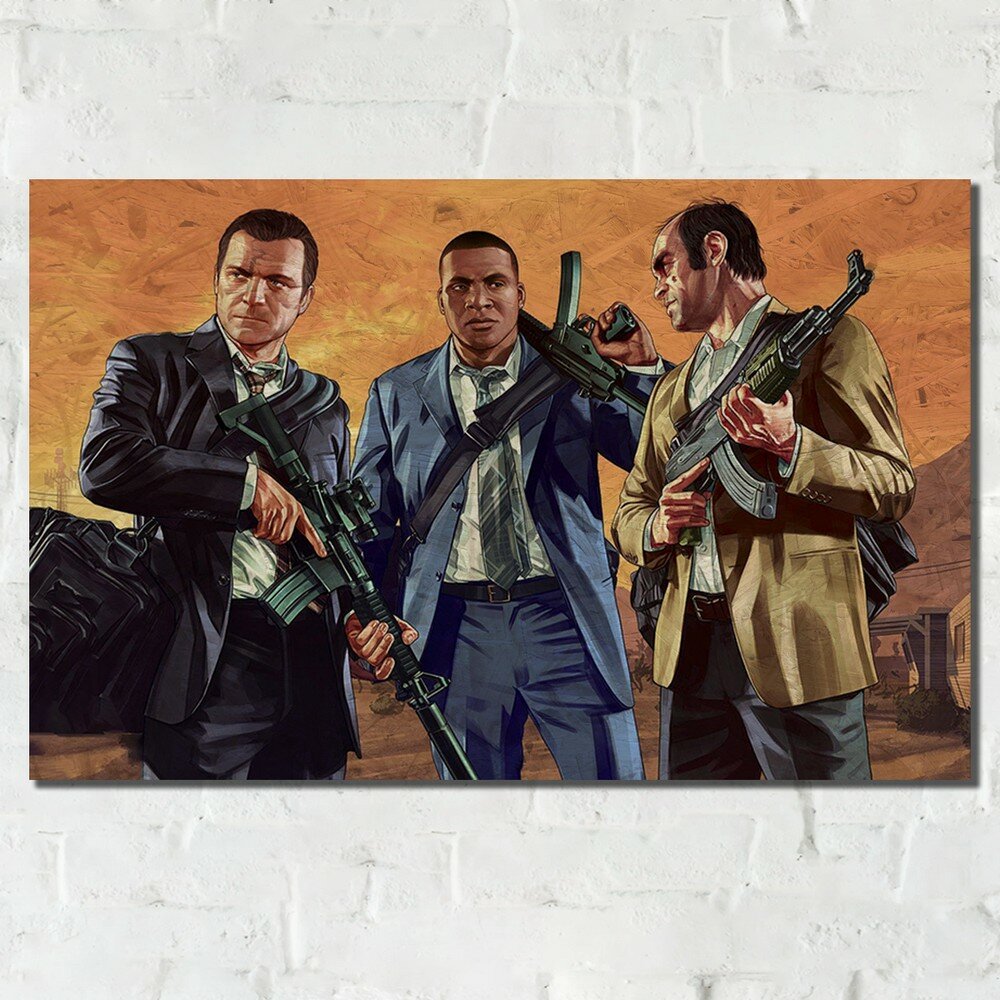 Картина интерьерная на рельефной доске ОСП Игры Grand Theft Auto V - 14357