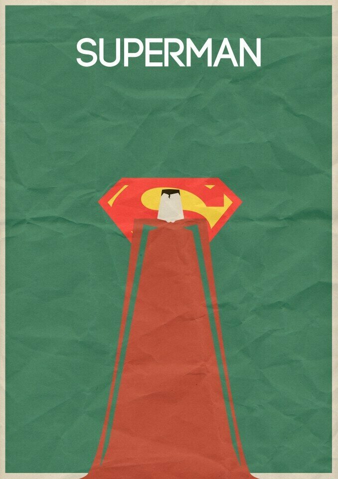 Плакат, постер Superman. Супермен на холсте, размер 21х30см