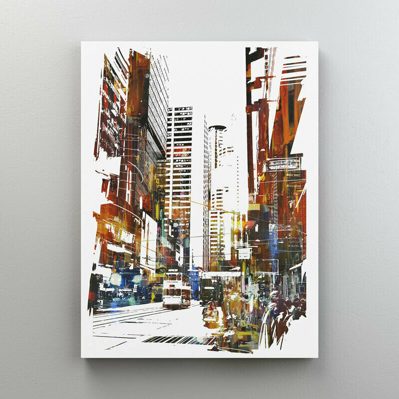 Интерьерная картина на холсте "Иллюстрация городской пейзаж" размер 22x30 см