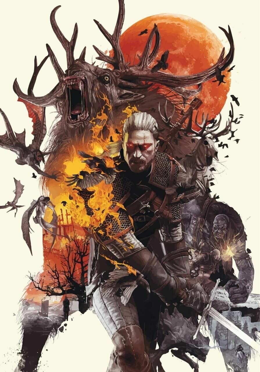Плакат, постер Ведьмак 3 (The Witcher 3 Wild Hunt) на бумаге, размер 21х30см