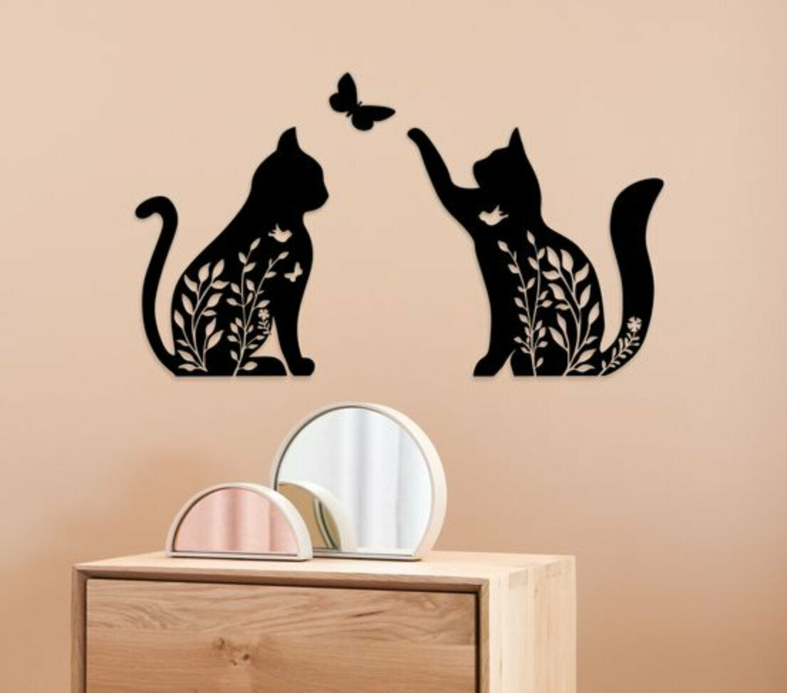 Панно 100х35 см "Дерево с птицами" декоративное настенное чёрное, декор на стену, набор картин, коллаж