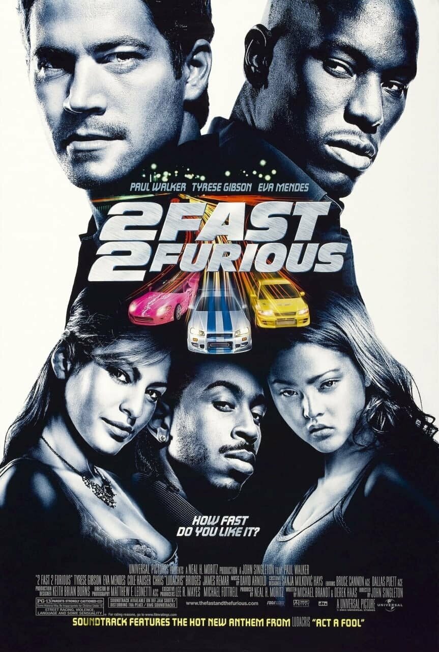 Плакат, постер Двойной форсаж (2 Fast 2 Furious, 2003г) на бумаге, размер 21х30см