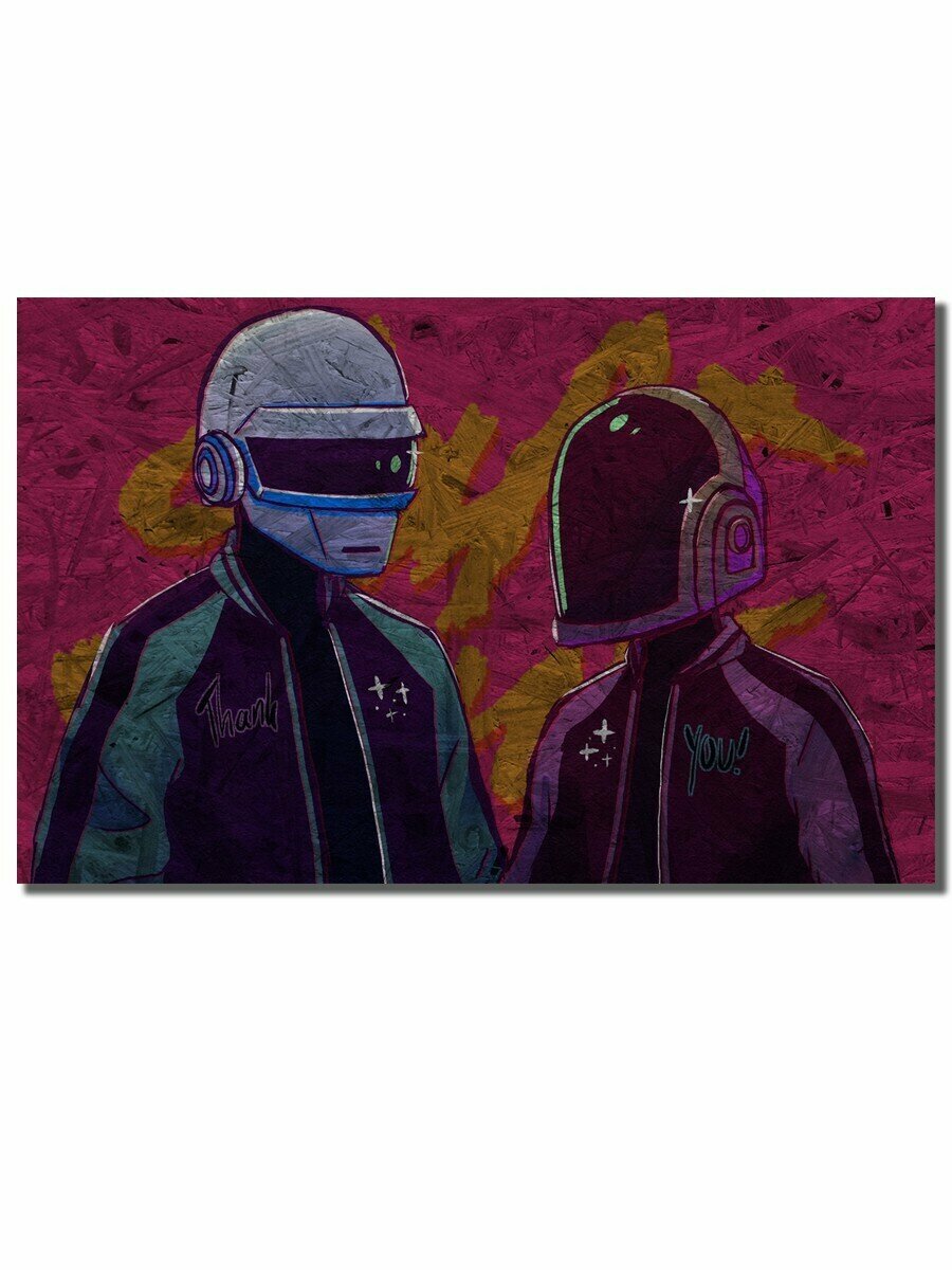 Картина интерьерная на рельефной доске, рисунок музыка daft punk дафт панк - 5338 Г