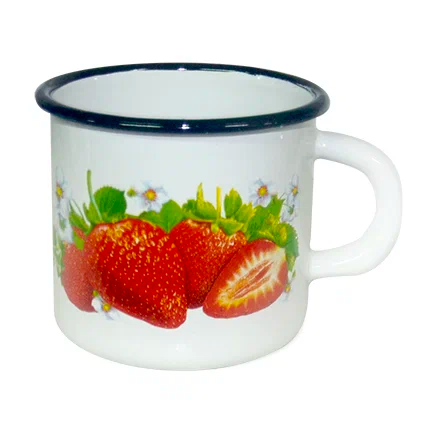 Кружка СтальЭмаль Путешествие с рисунком эмалированная сталь белоснежный 0,4л