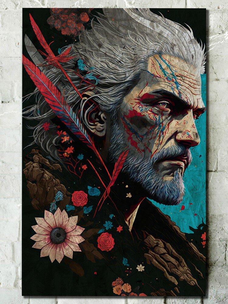 Картина интерьерная на рельефной доске ОСП игра Witcher Wild Hunt - 11681
