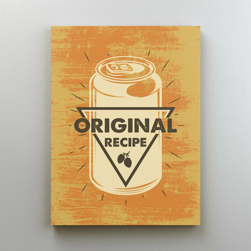 Интерьерная картина на холсте "Винтажный постер - тоник - оригинальный рецепт, для кухни, кафе и ресторанов" размер 45x60 см