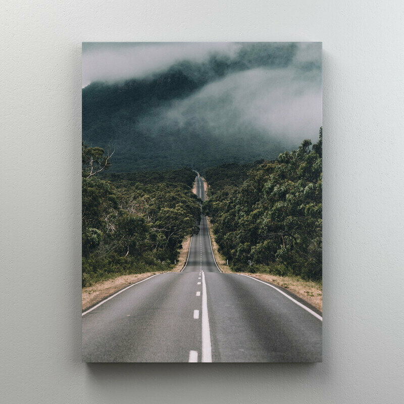 Интерьерная картина на холсте "Туманная дорога", размер 22x30 см