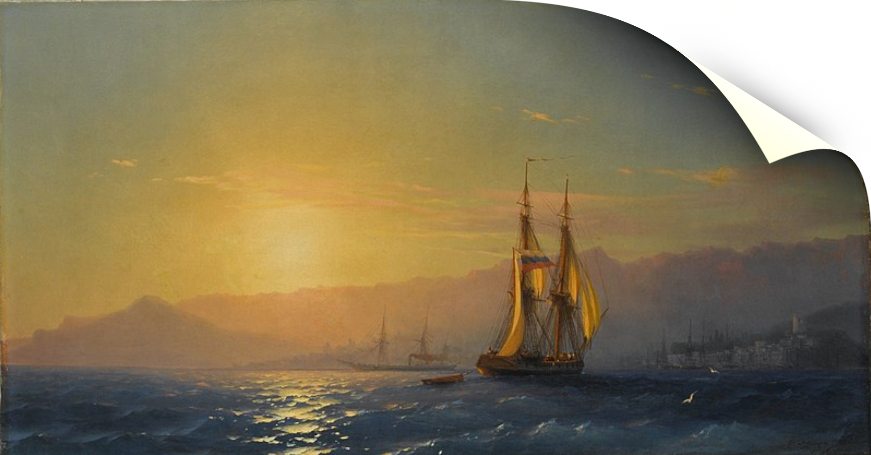 Картина для интерьера "Закат на море", Айвазовский И. К. (57х30 см / без подрамника)