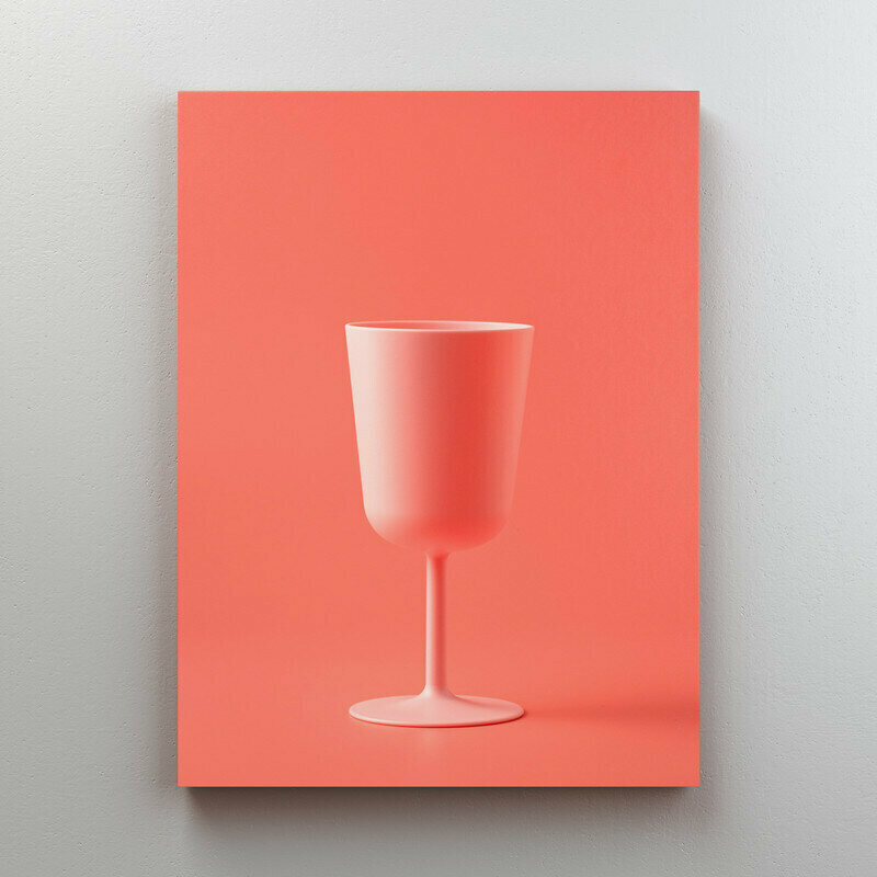 Интерьерная картина на холсте "Розовый бокал", размер 45x60 см