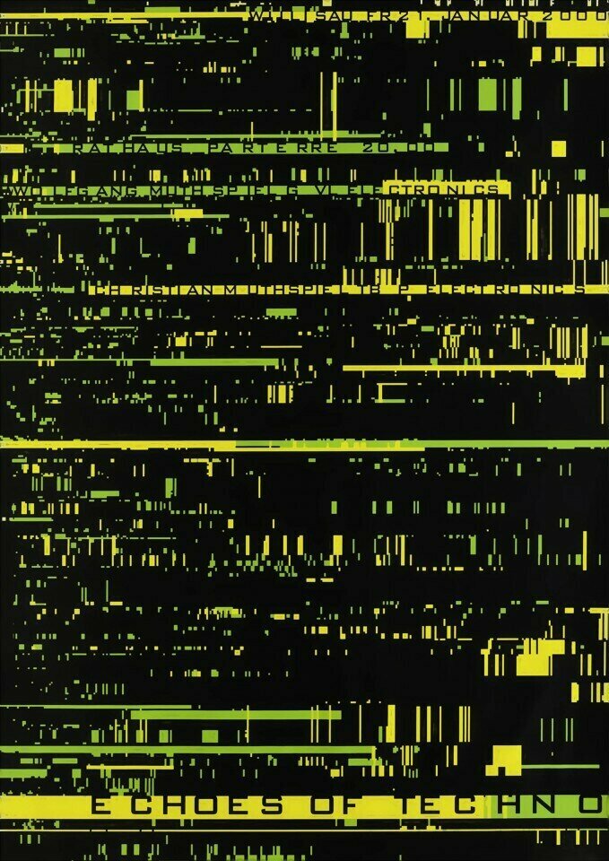 Плакат, постер Niklaus Troxler-"Ecoes of techno"/Никлаус Трокслер-"Отголоски техно" на бумаге, размер 42х60см