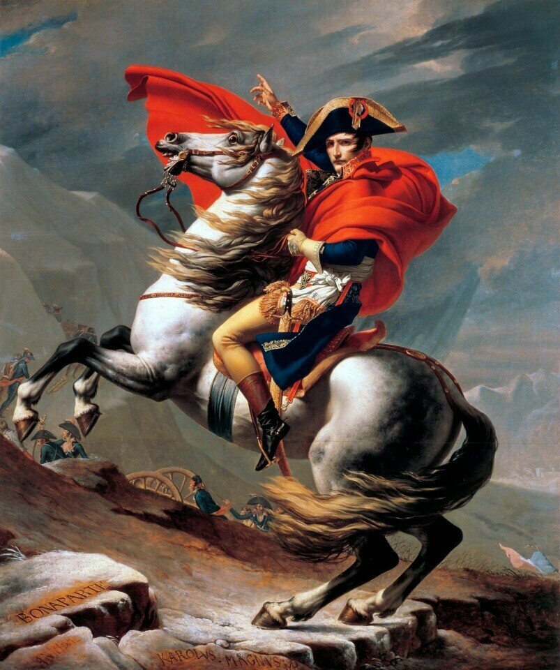 Плакат, постер Наполеон на перевале Сен-Бернар/Jacques Louis David на бумаге, размер 21х30см