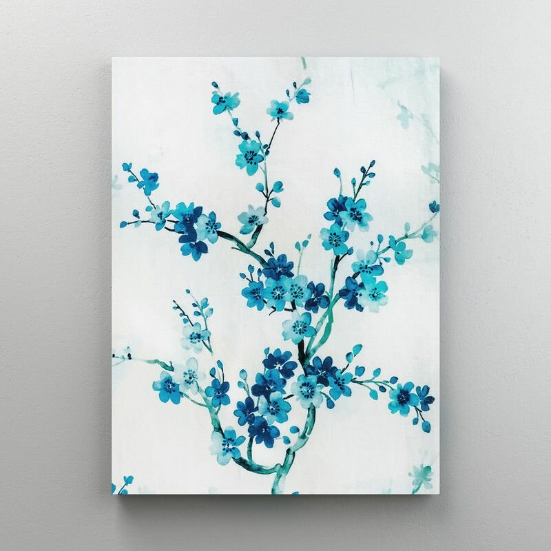 Интерьерная картина на холсте "Акварельная живопись - незабудки" размер 45x60 см