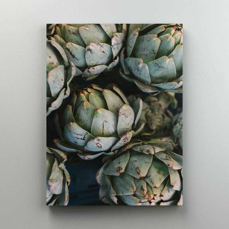 Интерьерная картина на холсте "Винтажный постер - зеленые артишоки" размер 22x30 см