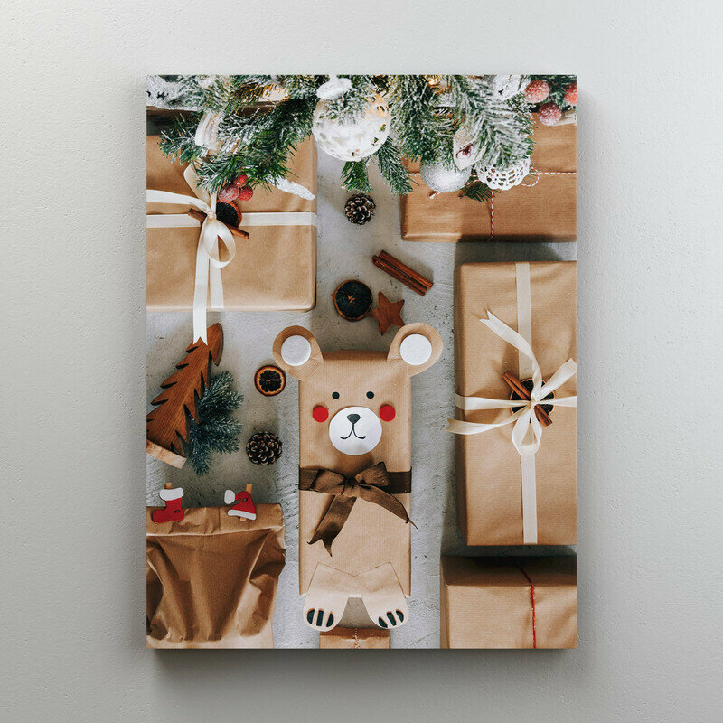 Интерьерная картина на холсте "Милые подарки на Новый год" размер 22x30 см