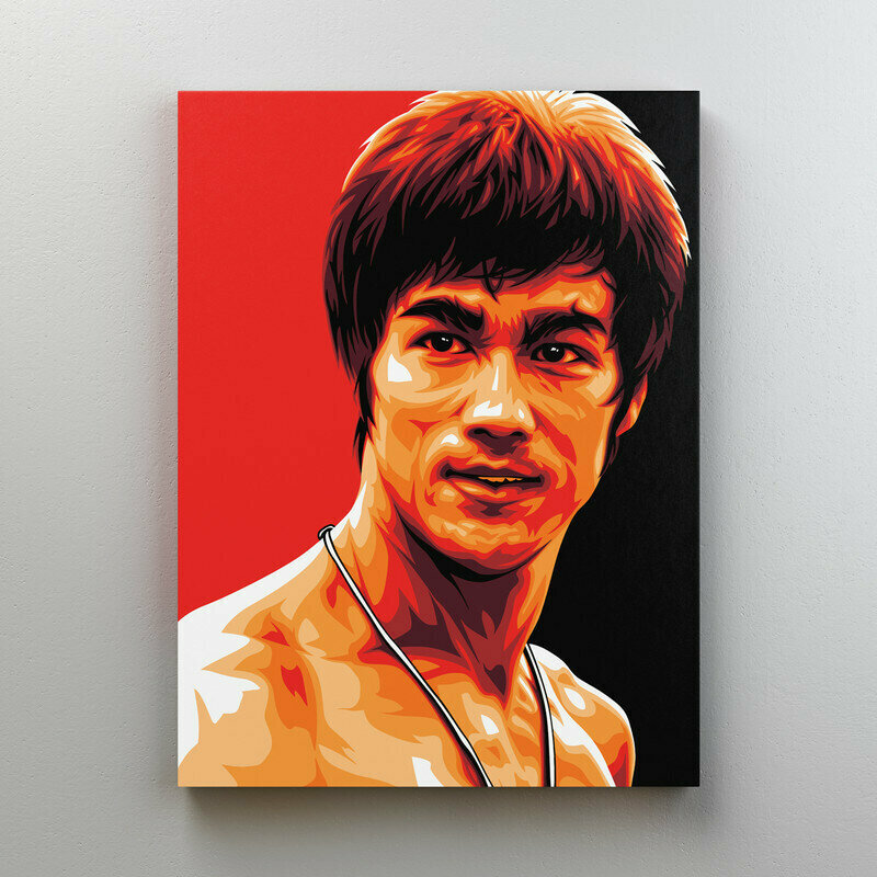 Интерьерная картина на холсте "Портрет Брюс Ли" размер 45x60 см