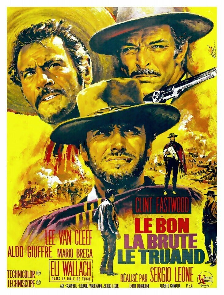 Плакат, постер Хороший Плохой Злой/buono, brutto, cattivo на холсте, размер 60х84см