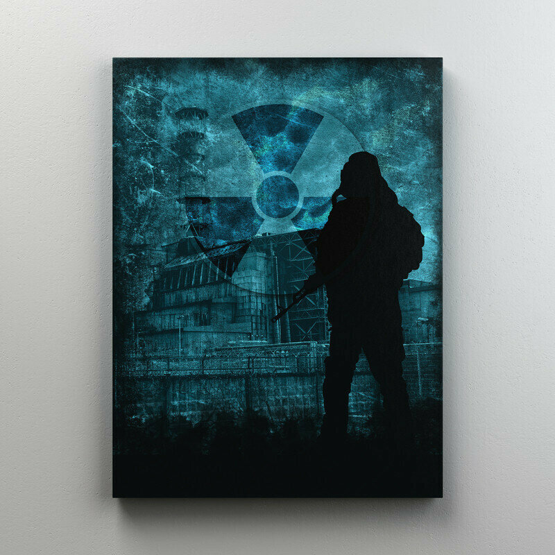 Интерьерная картина на холсте "Пост-апокалипсис - сталкер" размер 22x30 см