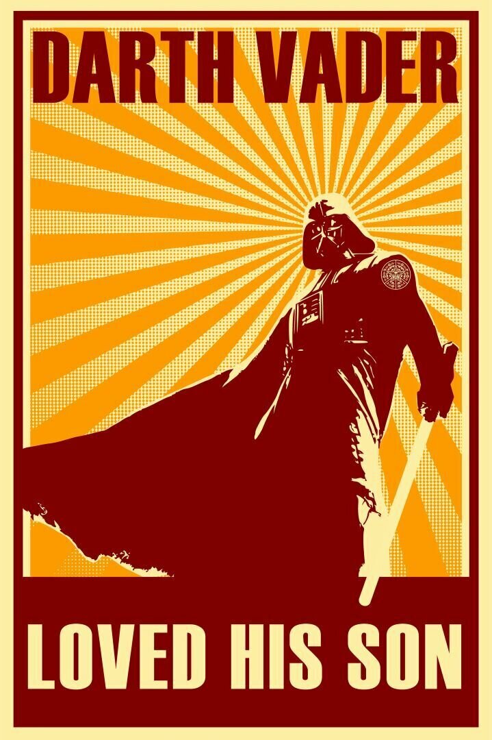 Плакат, постер Star Wars - Loved His Son/Дарт Вейдер любит своего сына на холсте, размер 21х30см