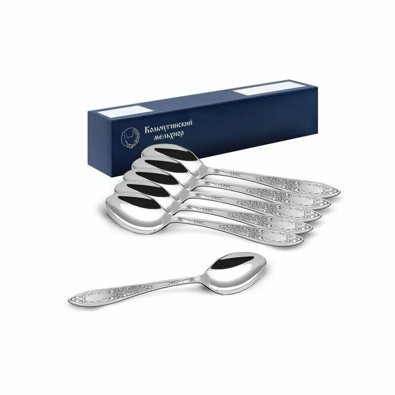 Кольчугинский мельхиор Набор столовых ложек "Жасмин" посеребрение с чернением 6 пр. (КМ9390606)