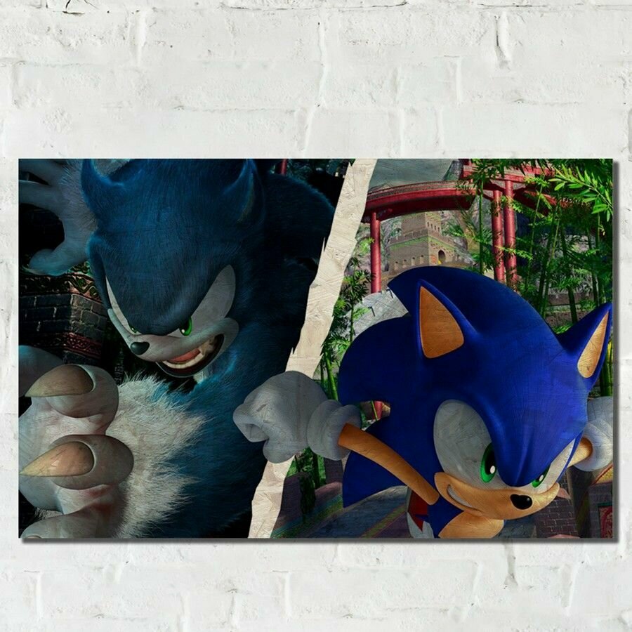 Картина интерьерная на рельефной доске, рисунок ОСП игра Sonic Unleashed - 11992