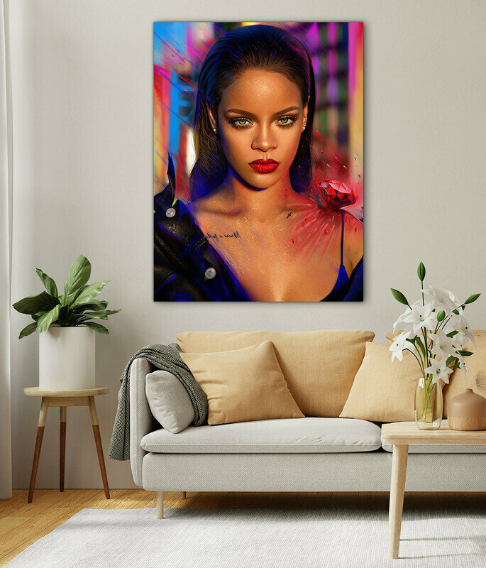 Интерьерная картина на холсте "Red Diamond - Рианна арт" размер 22x30 см