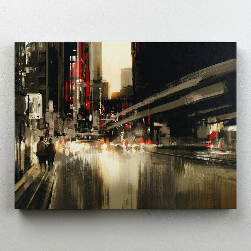 Интерьерная картина на холсте "Иллюстрация в черно красных тонах" размер 30x22 см