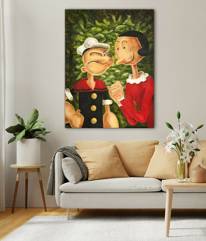 Интерьерная картина на холсте "Моряк Попай и Олив Ойл" размер 45x60 см