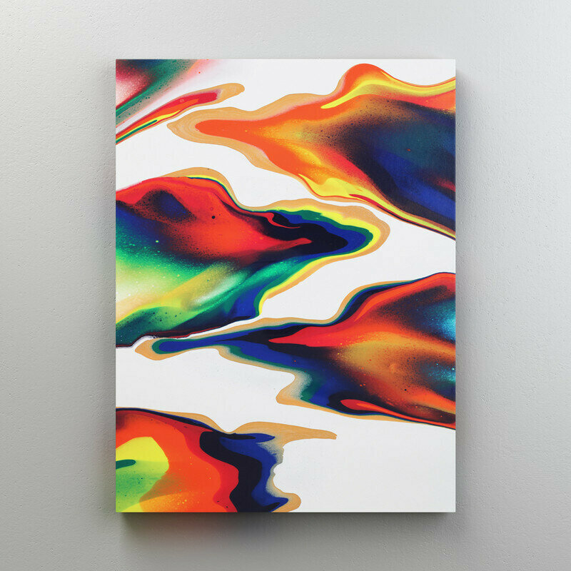 Интерьерная картина на холсте "Разноцветные разводы - абстракция" размер 45x60 см
