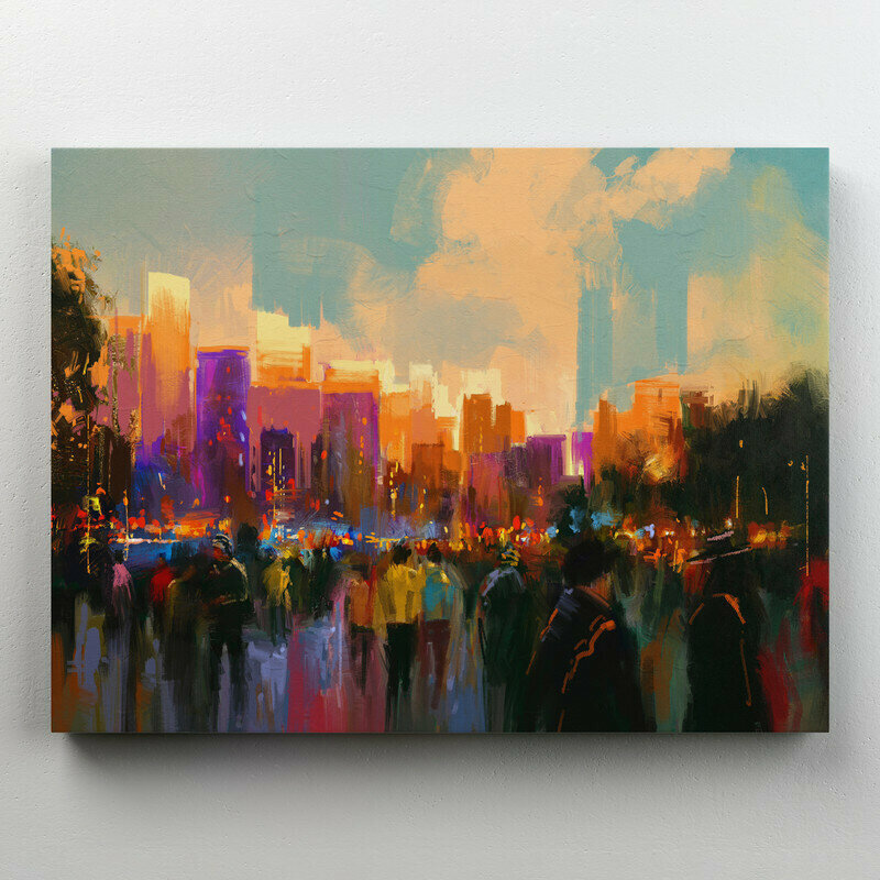 Интерьерная картина на холсте "Теплый летний вечер в парке" размер 40x30 см