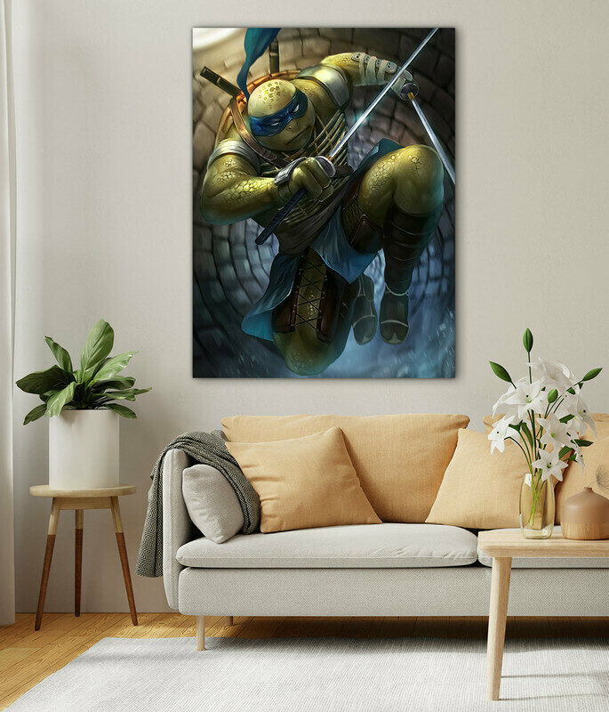 Интерьерная картина на холсте "Черепашки ниндзя - Леонардо" размер 22x30 см