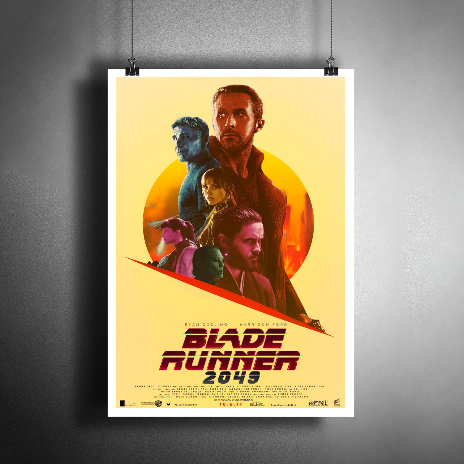 Постер плакат для интерьера "Фильм: Бегущий по лезвию 2049. Райан Гослинг, Харрисон Форд"/ A3 (297 x 420 мм)