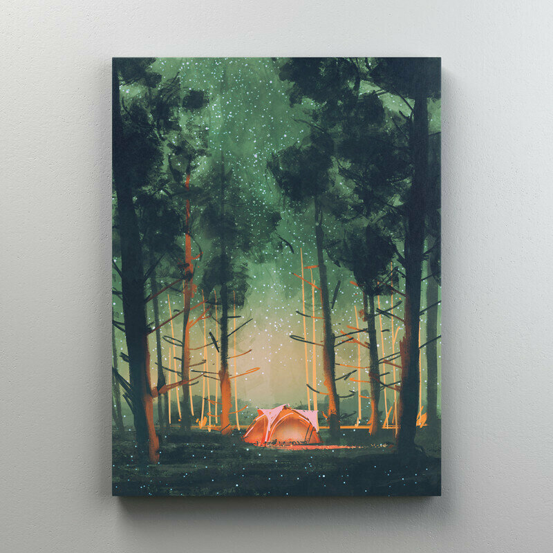 Интерьерная картина на холсте "палатка в лесу" размер 22x30 см