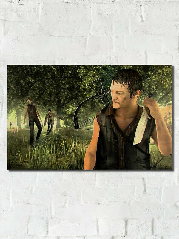 Картина интерьерная на дереве, размер 47х30, сосновая плита игра The Walking Dead Инстинкт Выживания - 11030 Г