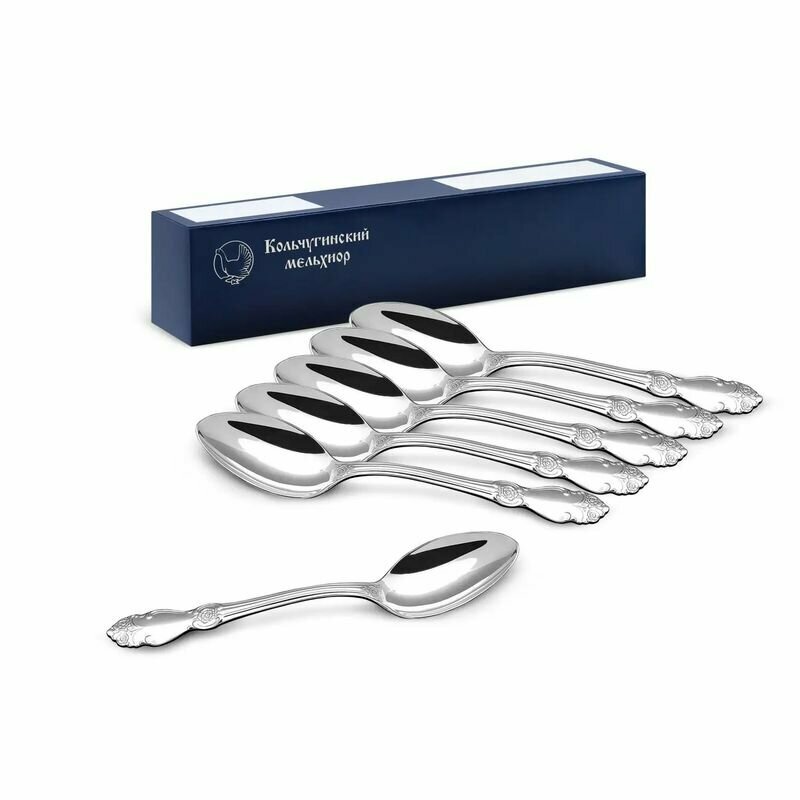 Кольчугинский мельхиор Набор чайных ложек "Серебряная роза" посеребрение 6 пр. (КМ7910601)