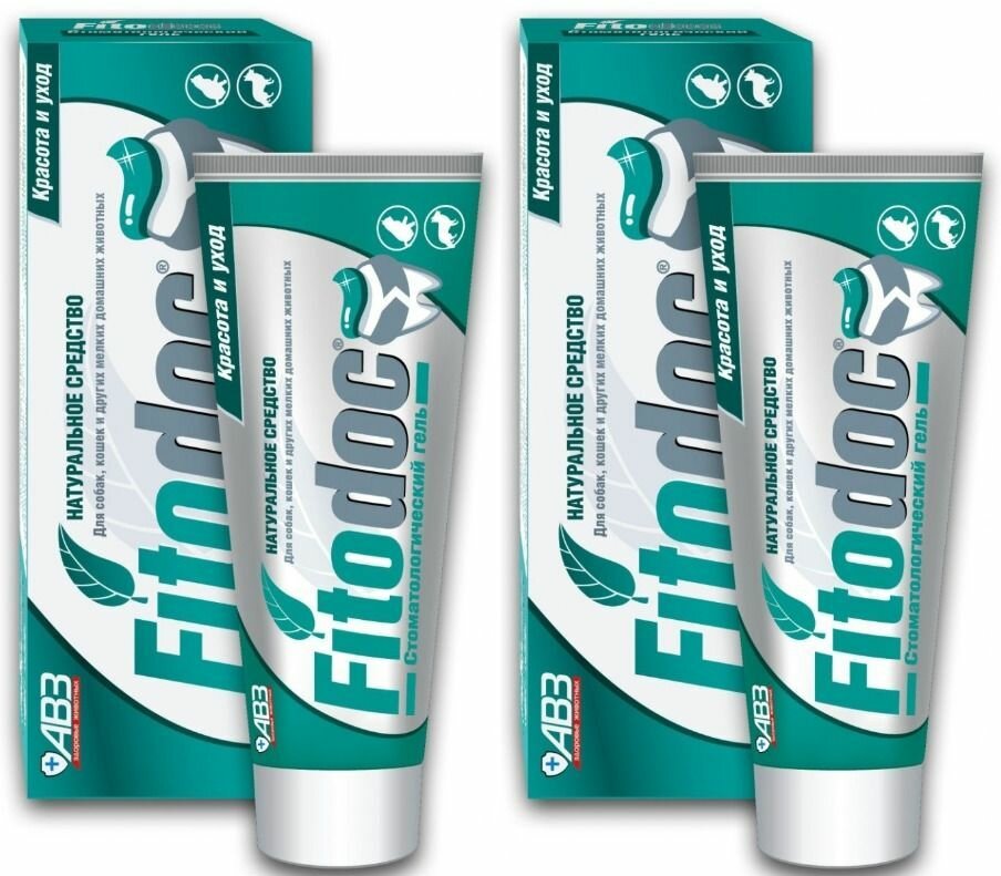 АВЗ Барс Стоматологический гель Fitodoc, зоогигиеническое средство для ухода за ротовой полостью у животных, 75 мл, 2 шт