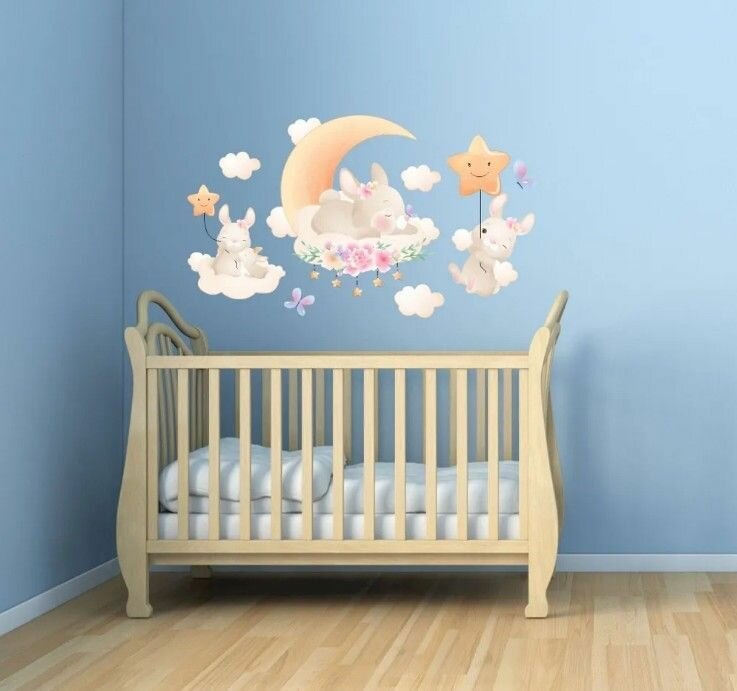 Наклейки в детскую комнату "Зайки"