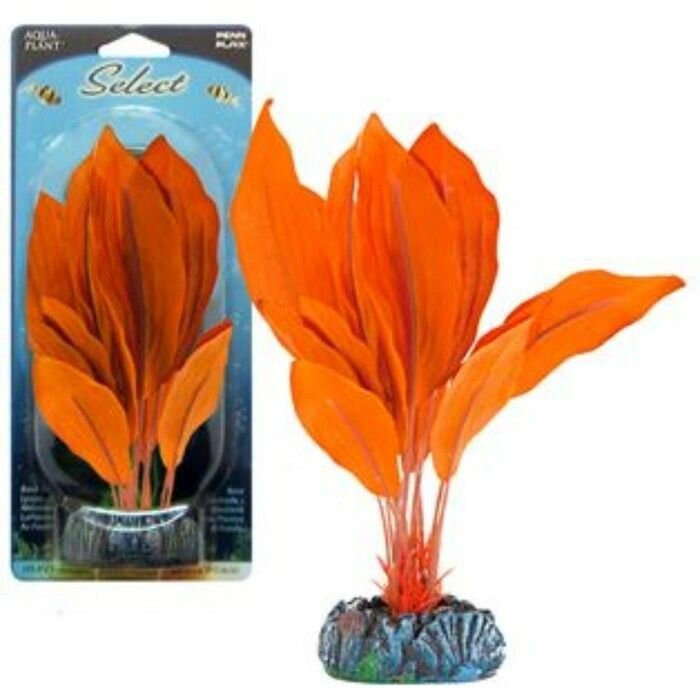 Penn-Plax Растение для аквариума Amazon Sword шелковое, оранжевое, 19 см