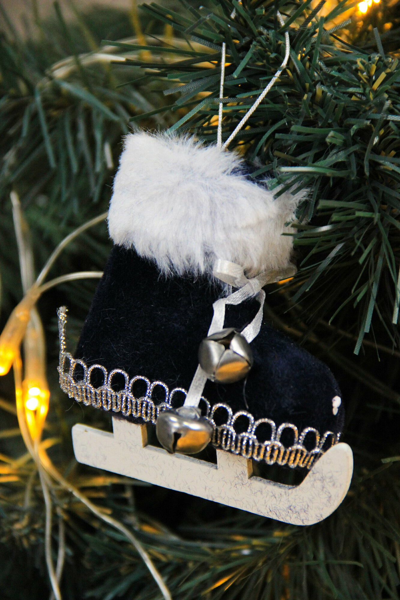 Елочная игрушка "Коньки синие" 10см