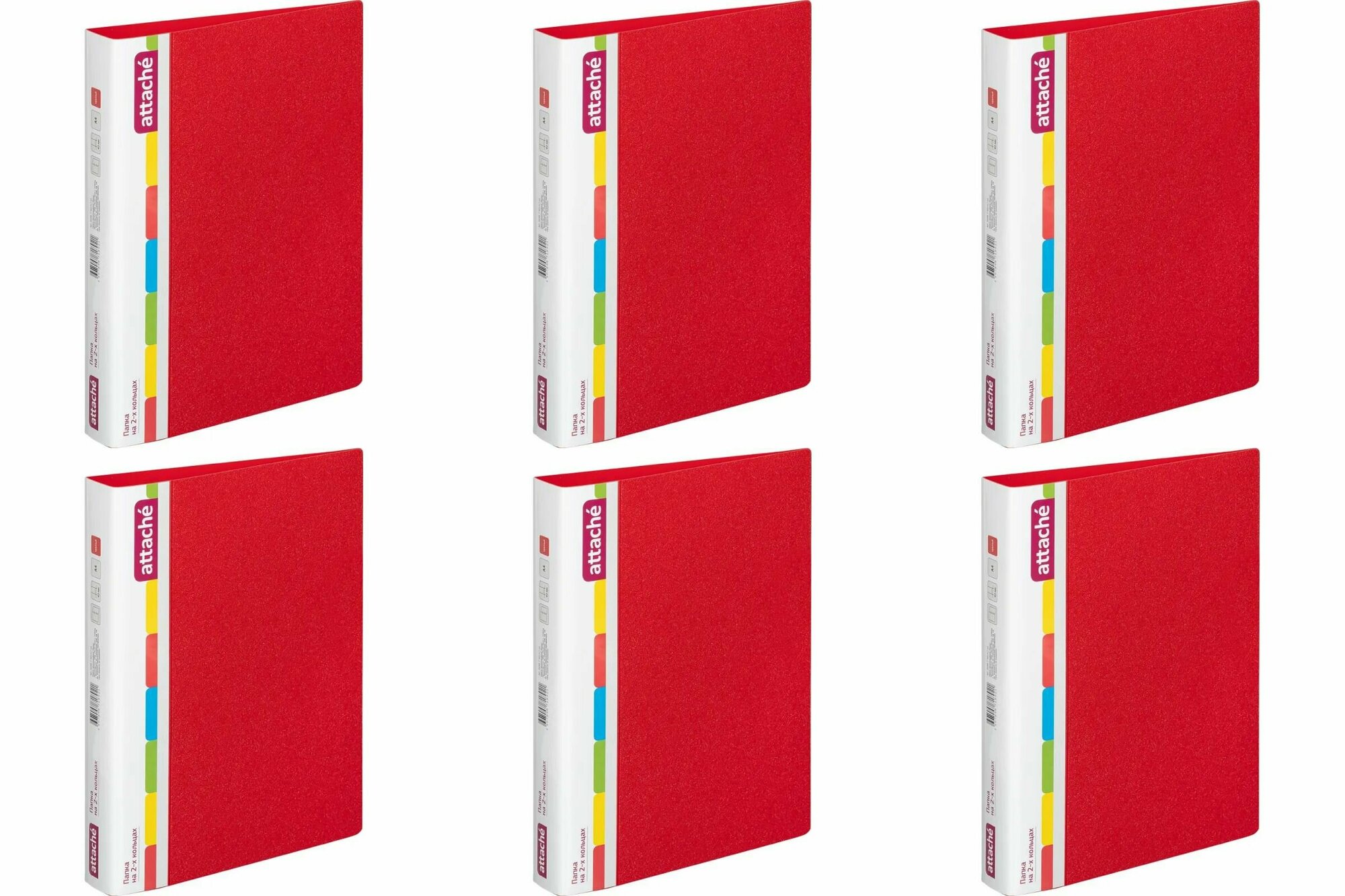 Attache Папка на 2-х кольцах 35/42мм А4 F502/07 красная, 6 шт/