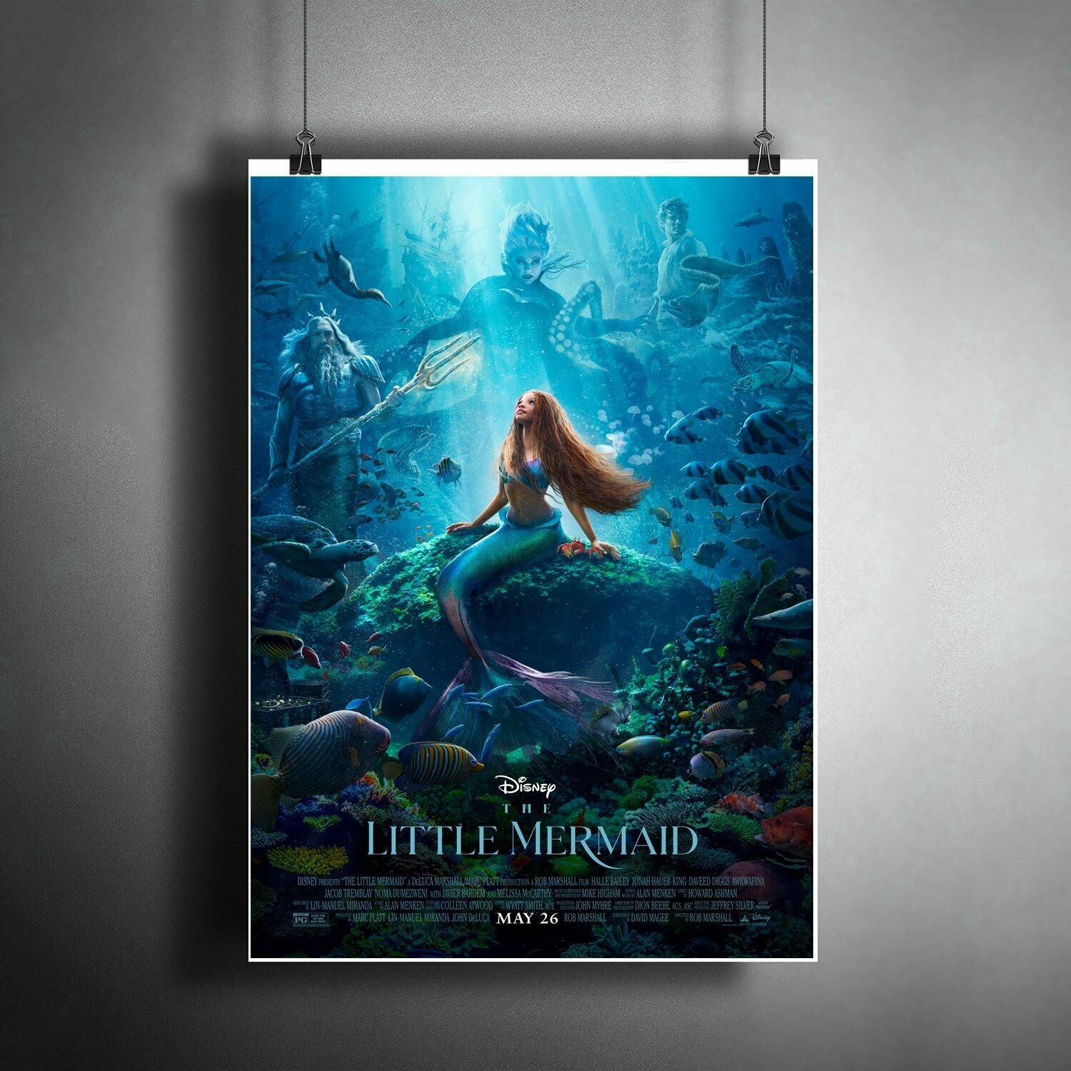 Постер плакат для интерьера "Мультфильм: Русалочка. The Little Mermaid. Постер для детей" /A3 (297 x 420 мм)