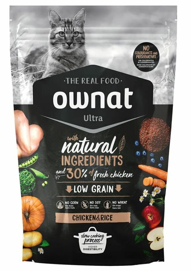 Ownat Ultra Корм для кошек, с курицей и рисом, 400 гр.