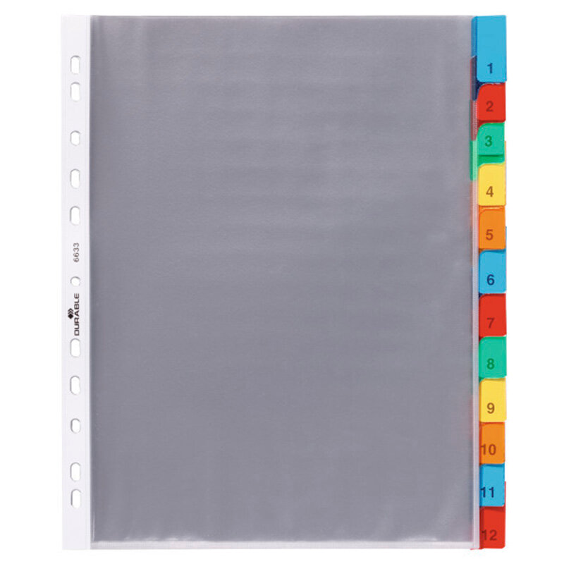 Разделители-карманы DURABLE на 12 разделов с цветными ярлыками
