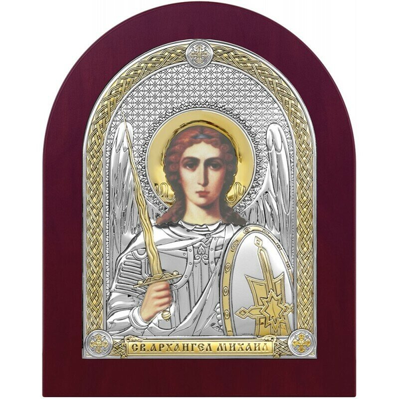 Икона "Святой Архангел Михаил" / Икона на дереве с серебрением / 16х20 см / Италия Beltrami / 6398/3WO