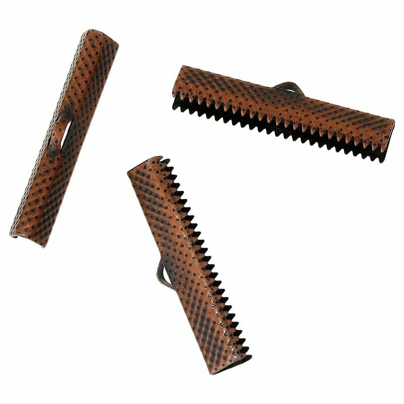 Фурнитура для бижутерии Зажим для ленты 0002255 медный цвет 30x8 мм, цена за 10 шт.