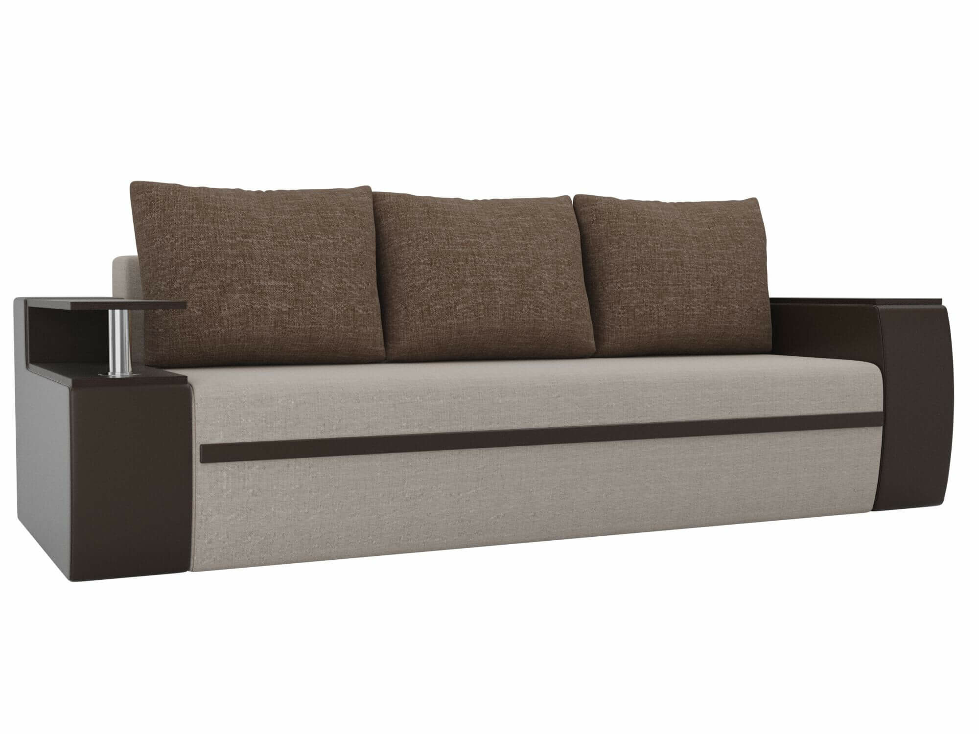 Artum Прямой диван Майами рогожка бежевый эко кожа коричневый