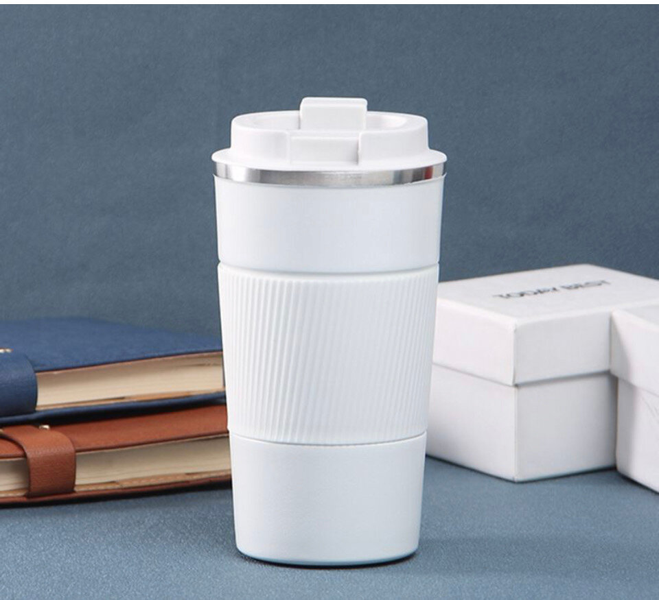 Термокружка для кофе, термостакан, 0,38, термос, автомобильная, из нержавеющей стали, с крышкой, непроливайка, металлическая