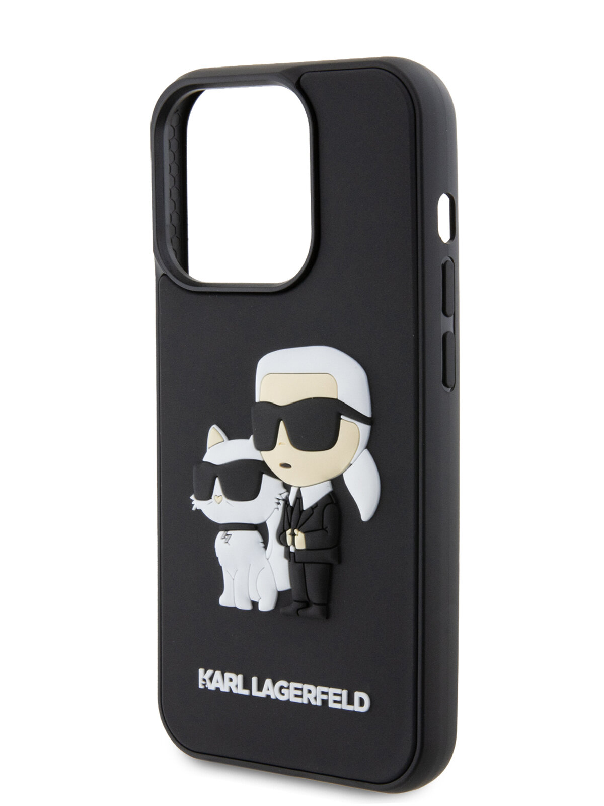 Lagerfeld для iPhone 15 Pro чехол 3D Rubber Karl & Choupette Hard Black